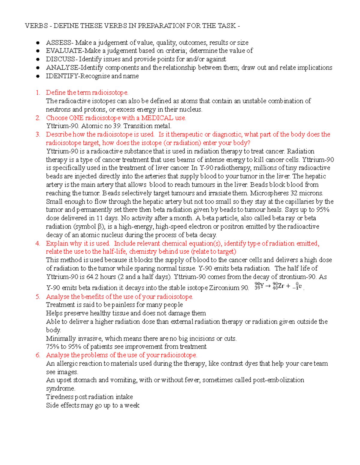 Aneri Mehta - Radioisotope research - VERBS - DEFINE THESE VERBS IN ...