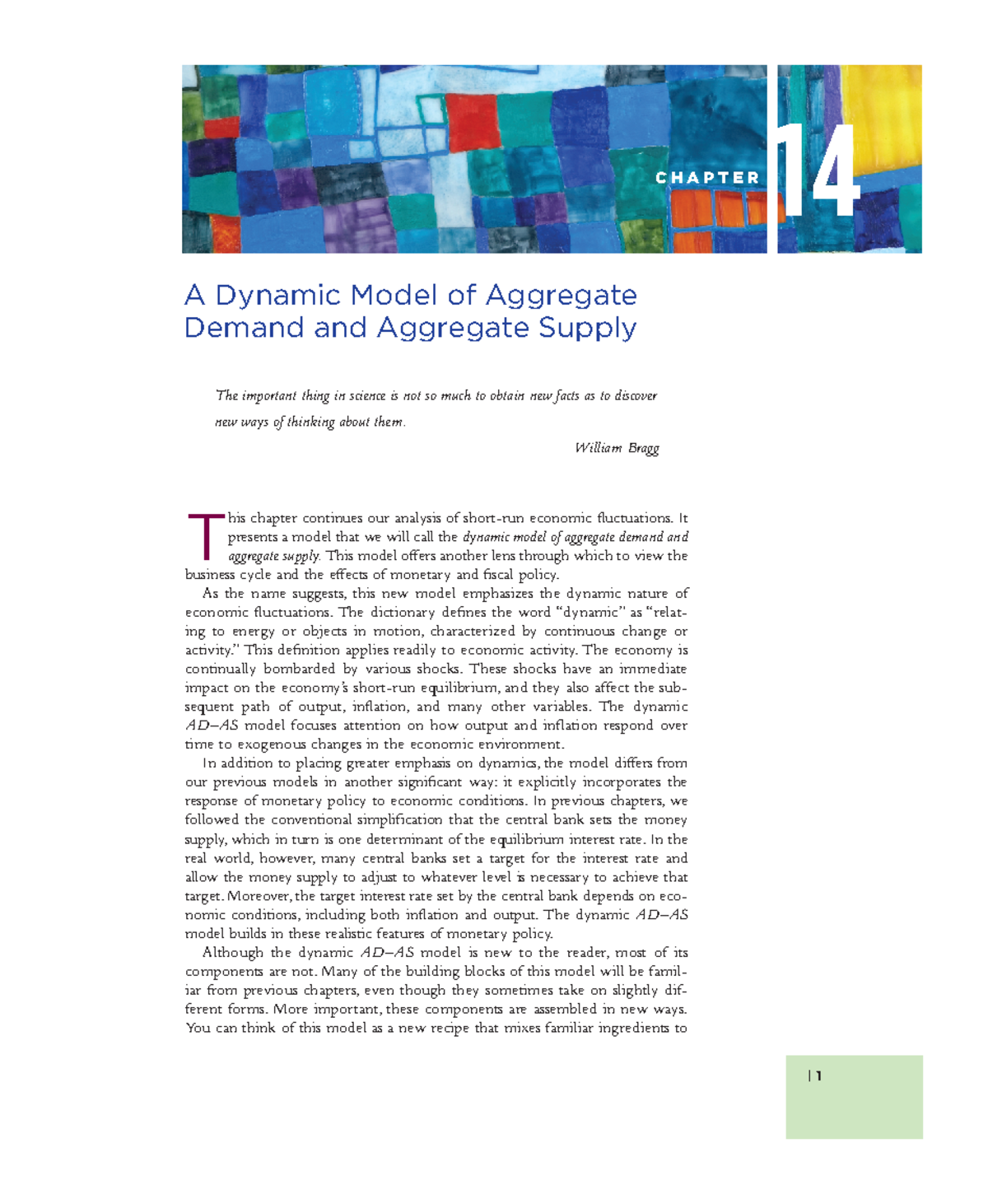 Mankiw Ch 14 - Reading for AS ADmoel - | 1 A Dynamic Model of Aggregate ...