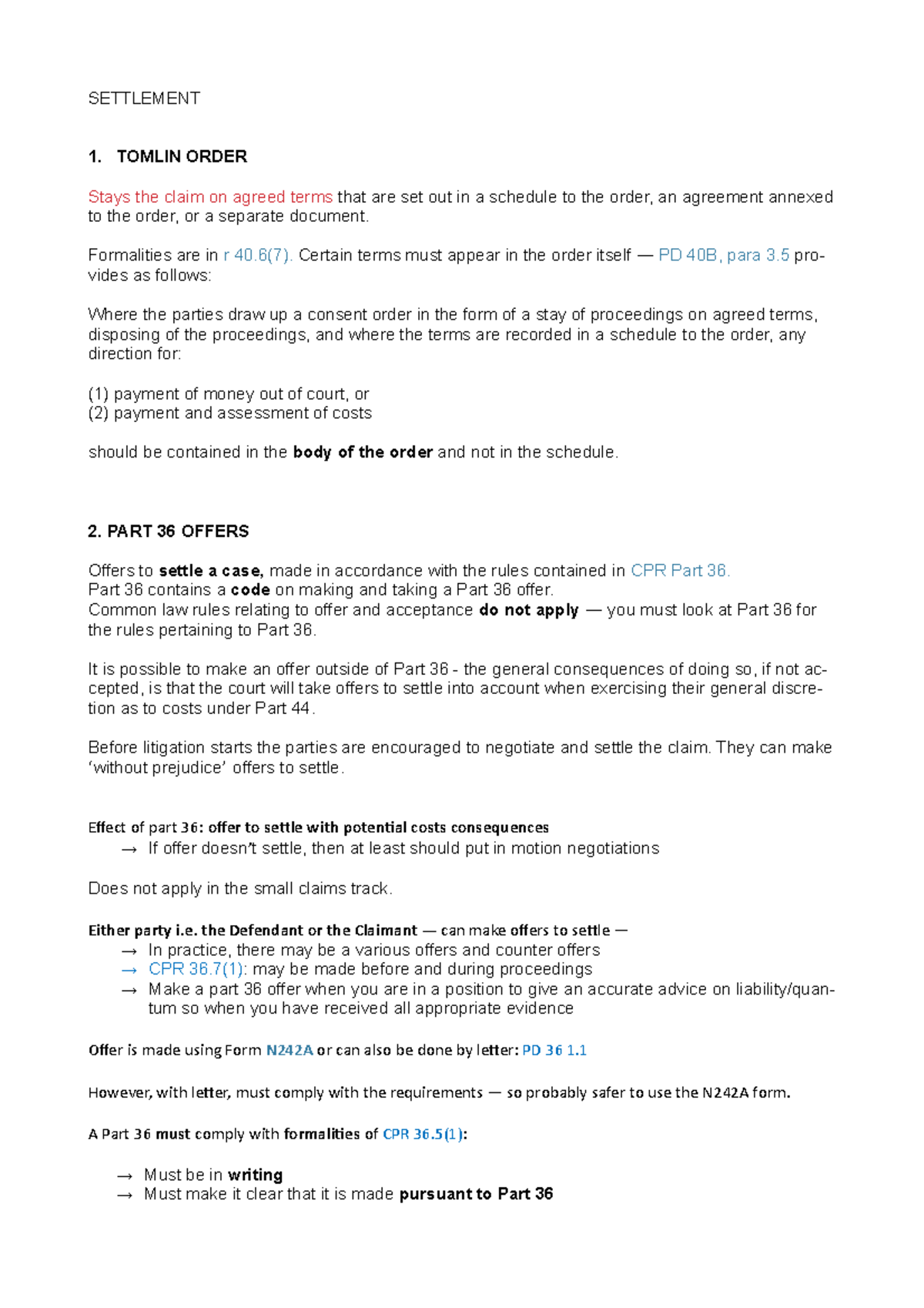4 Part 36 - Everything on part 36 including example answers for exam qs ...