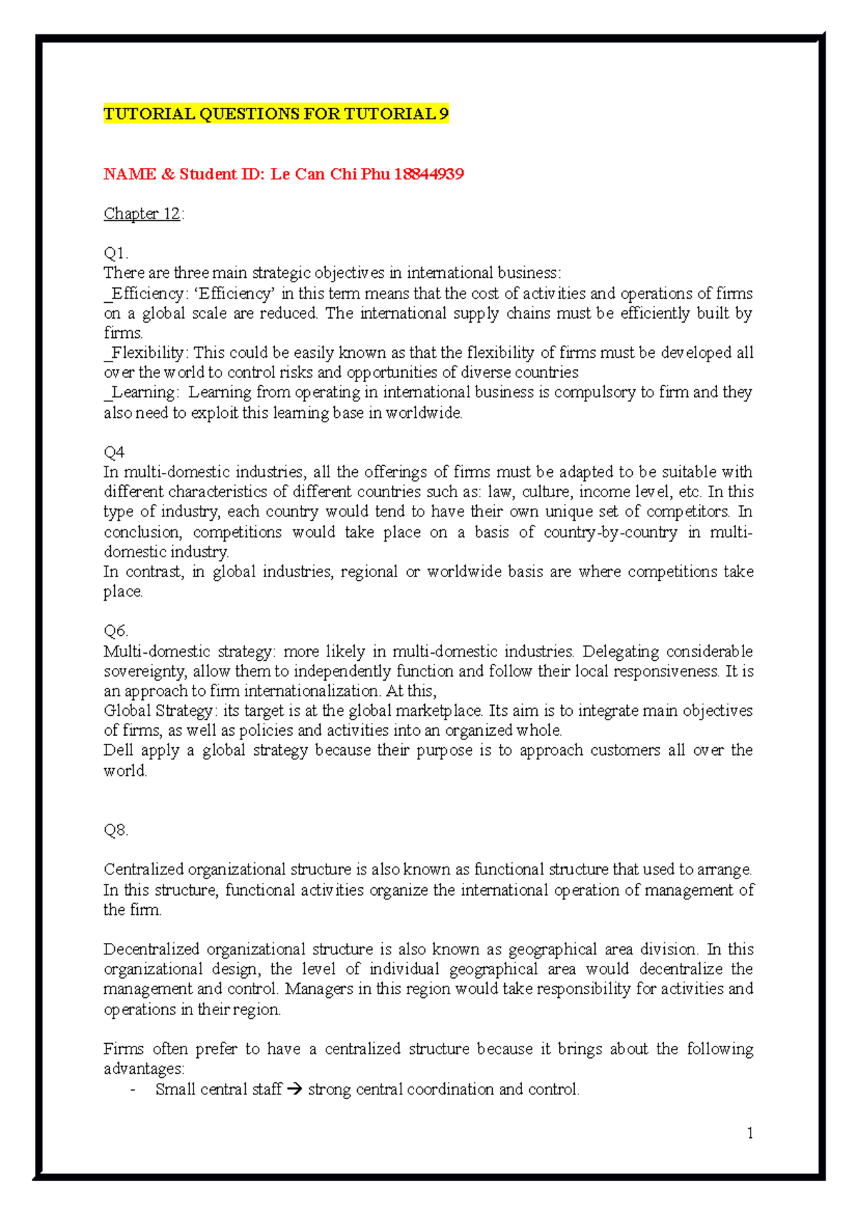 Before Tutorial 9 Questions - TUTORIAL QUESTIONS FOR TUTORIAL 9 NAME ...