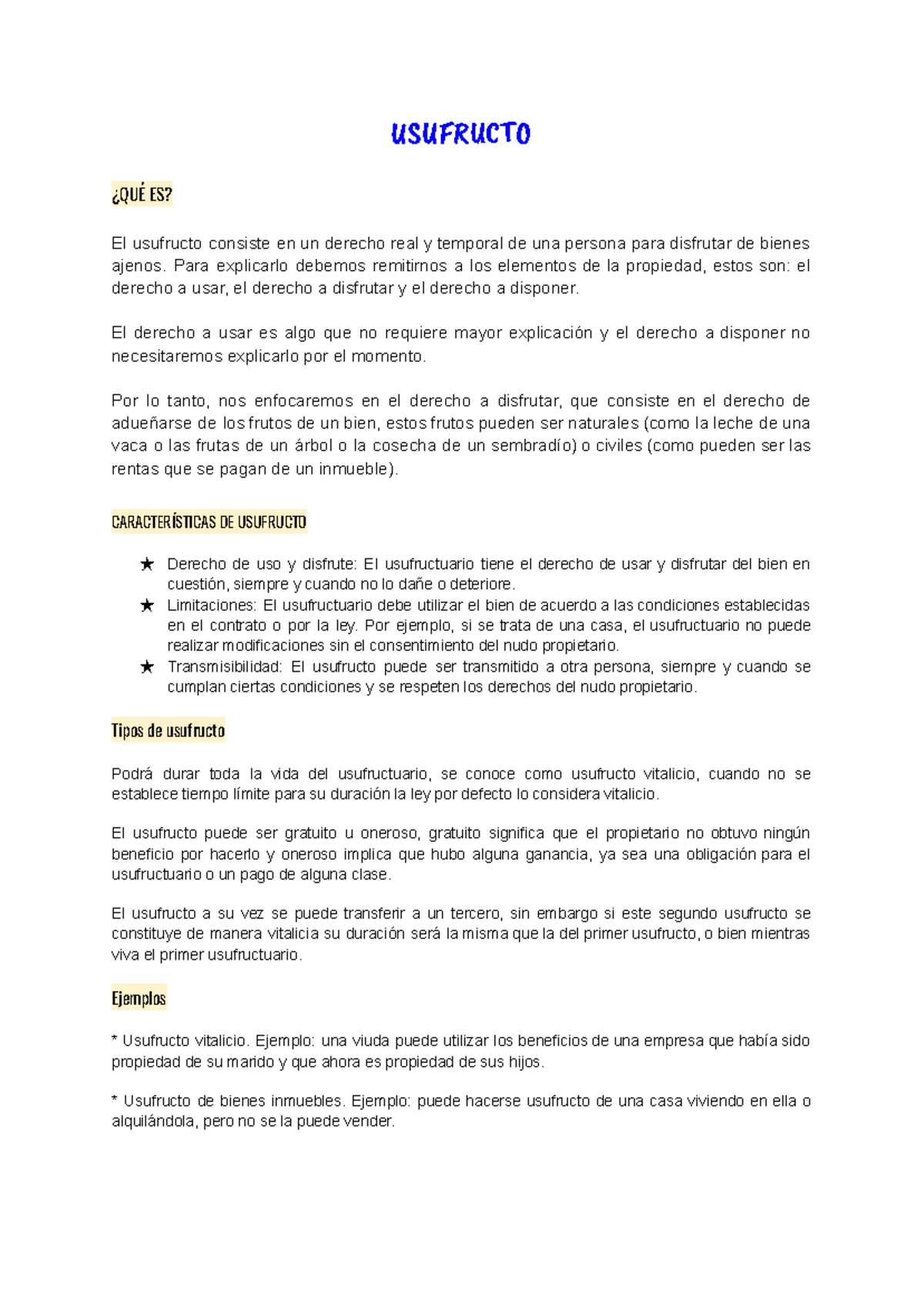 Actividad 3 - US󰈖󰉇󰈣󰈓C󰈜O ¿QUÉ ES? El usufructo consiste en un derecho ...