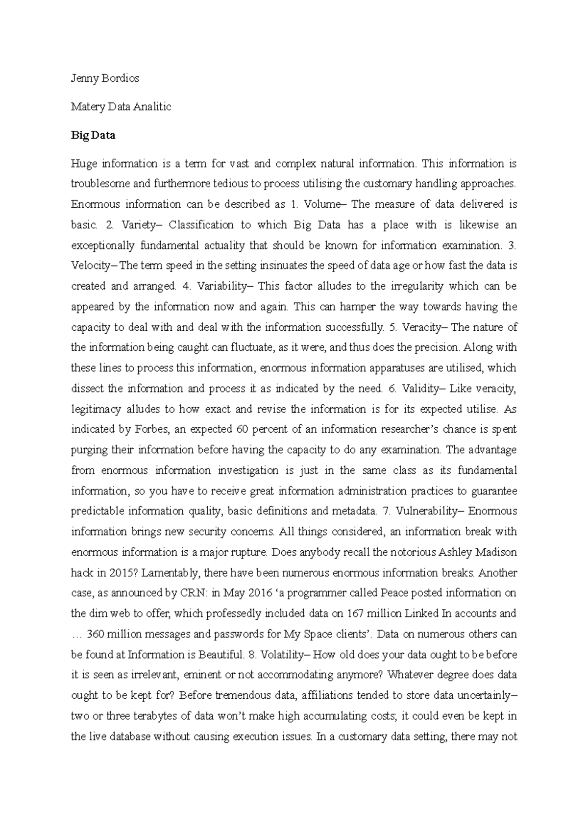 Jenny Bordios Assignment Big data - Jenny Bordios Matery Data Analitic Big Data Huge information ...