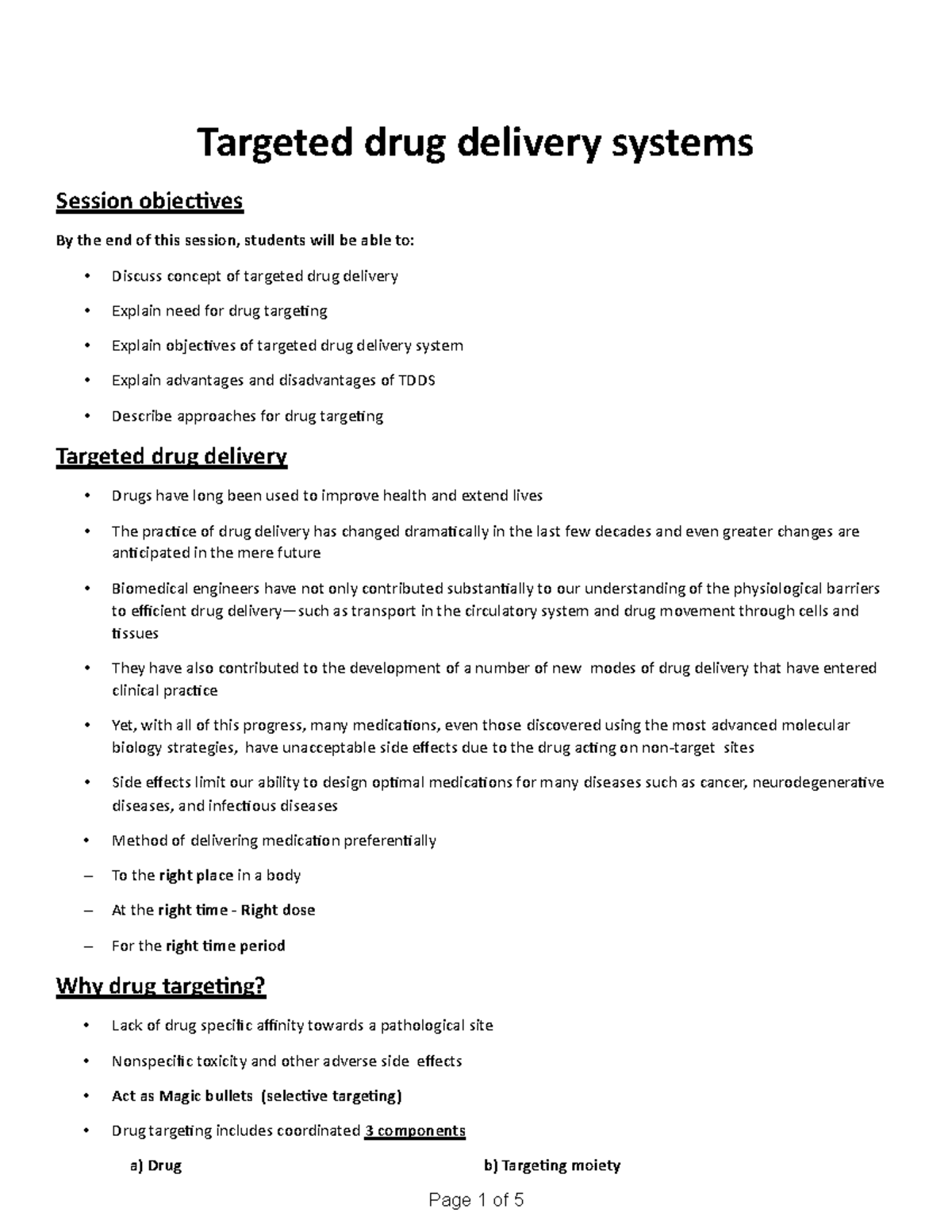 Chapter 14 Targeted Drug Delivery Systems Page 1 Of 5 Targeted Drug
