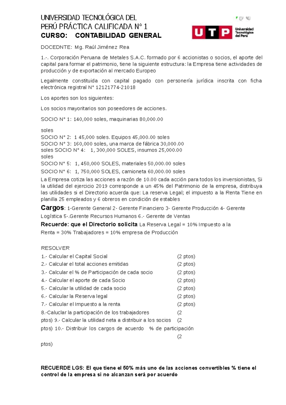 Practica Calificada Contabilidad general estefany - UNIVERSIDAD ...