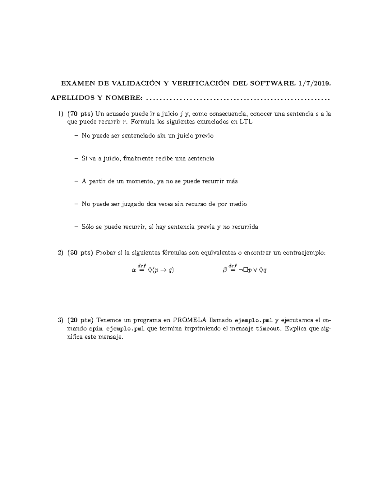 Ex VV19-07 - Examen de la parte de model checking - EXAMEN DE VALIDACI ...