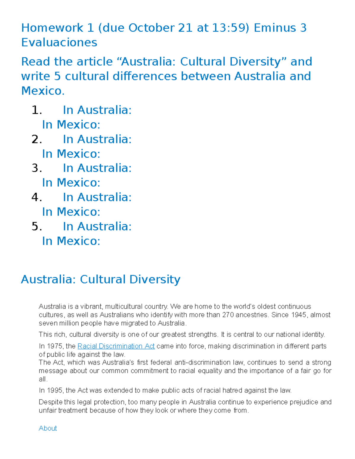 1 Australia Cultural Diversity - Homework 1 (due October 21 at 13:59 ...