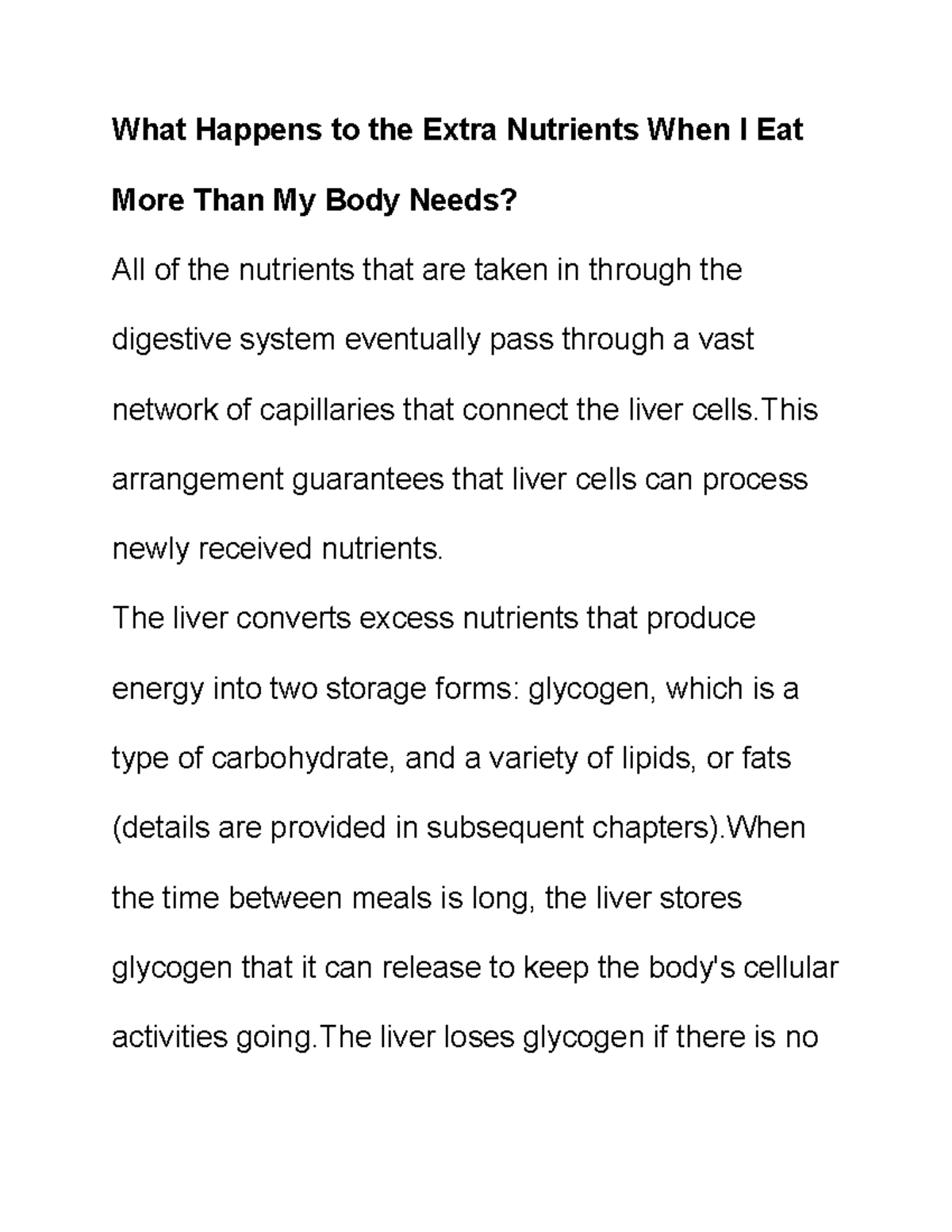 What Happens to the Extra Nutrients When I Eat More Than My Body Needs ...