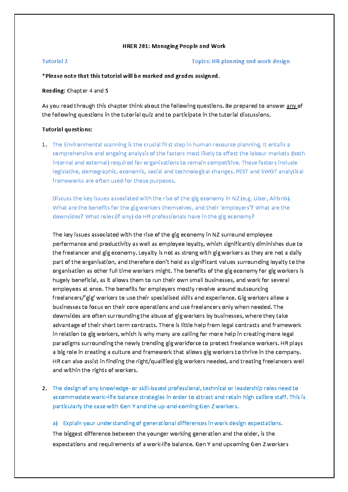 HRER201 Tut 2 Worksheet - HRER 201: Managing People and Work Tutorial 2 ...