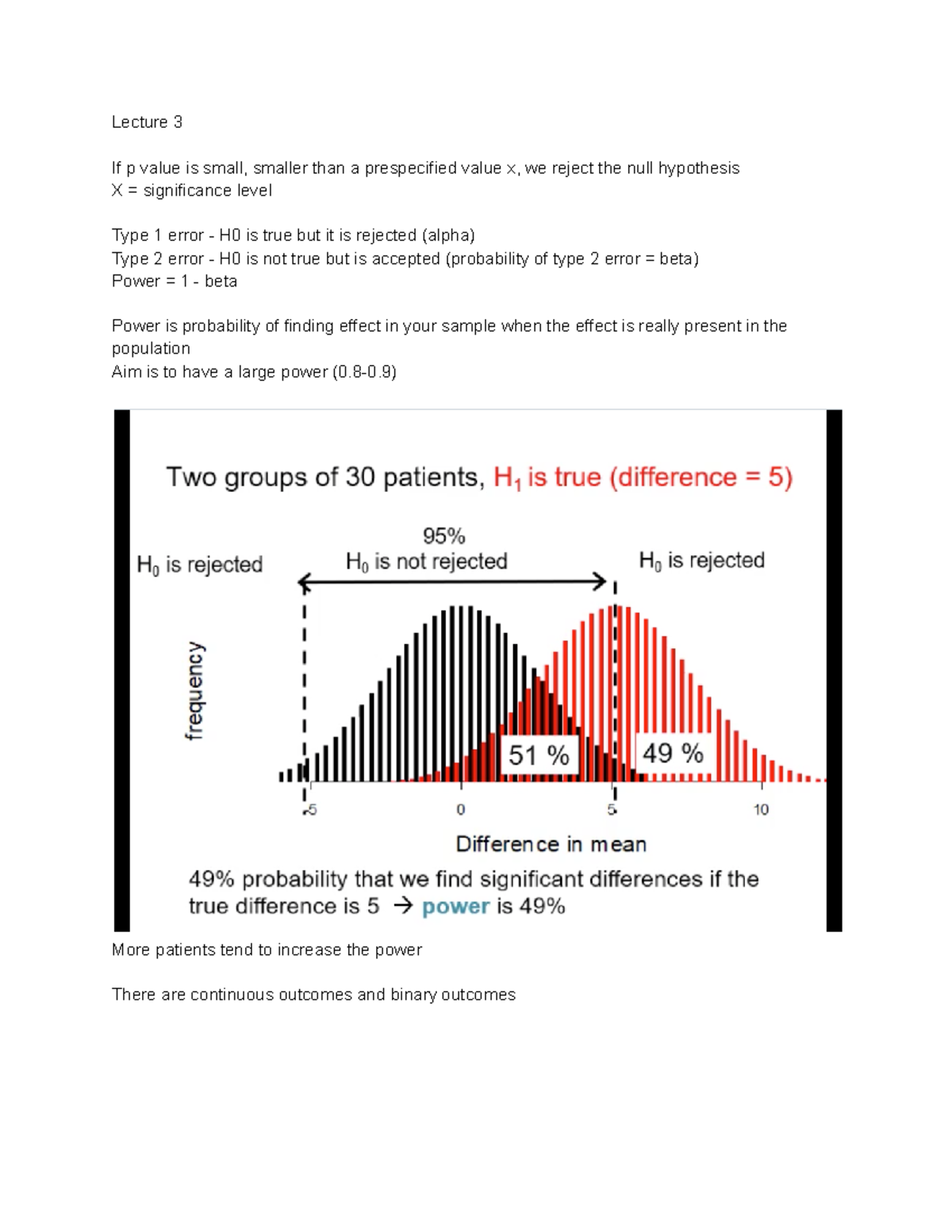 AWV blok notes - Lecture 3 If p value is small, smaller than a ...