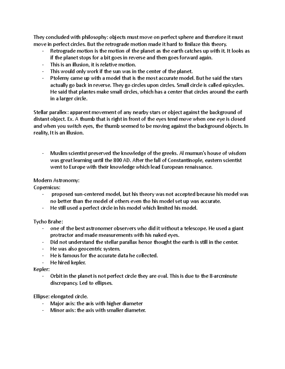 Astro note- ch2 part 2 - They concluded with philosophy: objects must ...