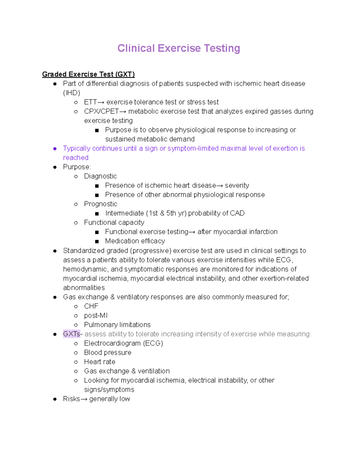 Clinical exercise testing-3 - Clinical Exercise Testing Graded Exercise ...