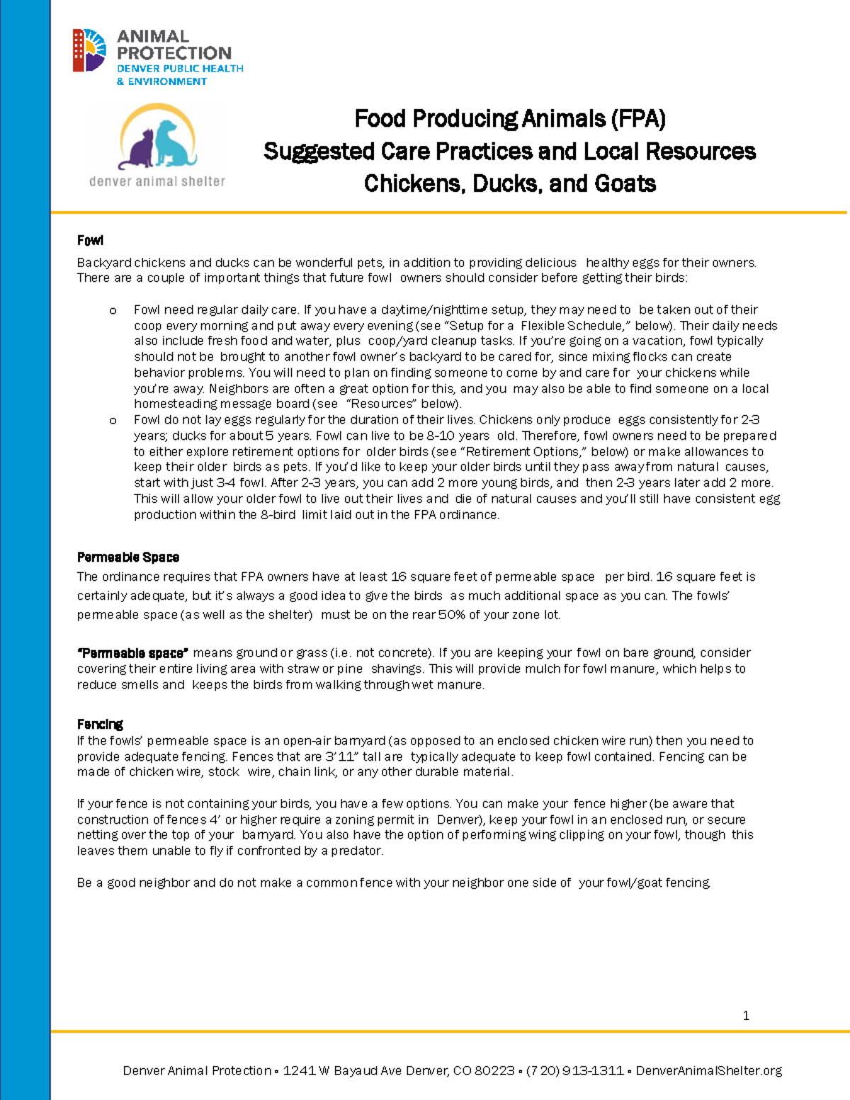 Food Producing Animals Info Packet - 1 z Food Producing Animals (FPA ...