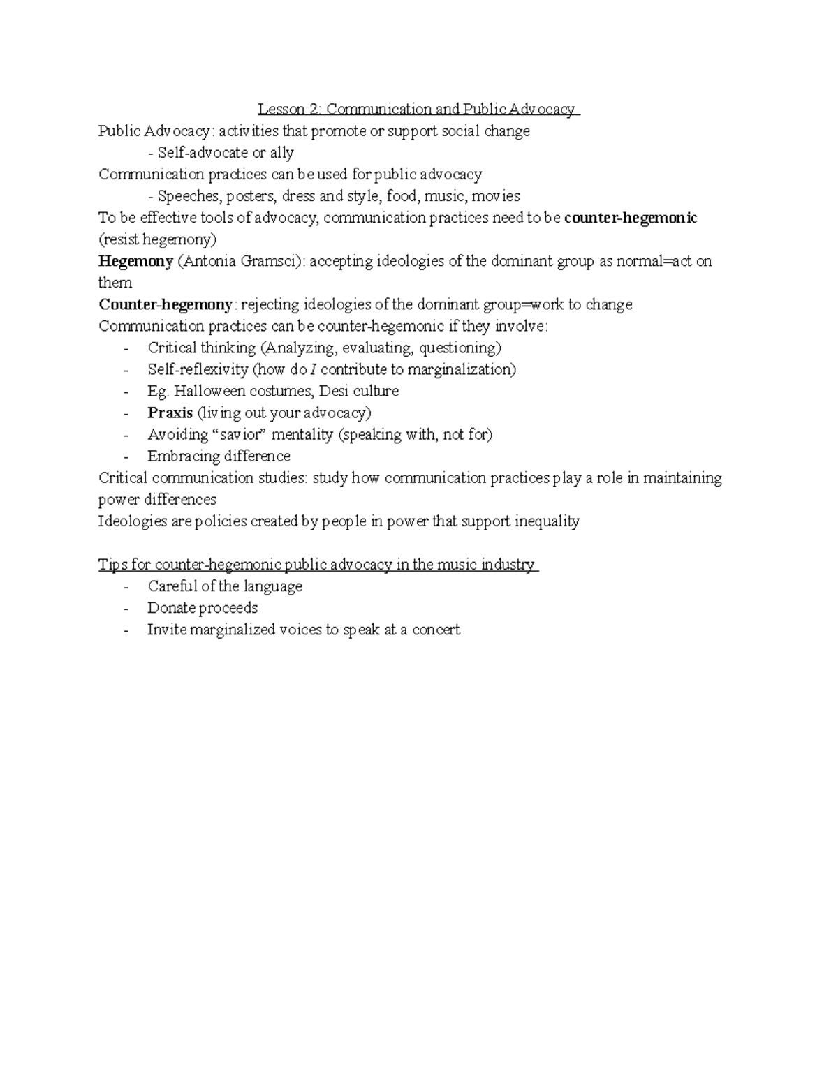 COMM.100 Communication and Public Advocacy - Lesson 2: Communication ...