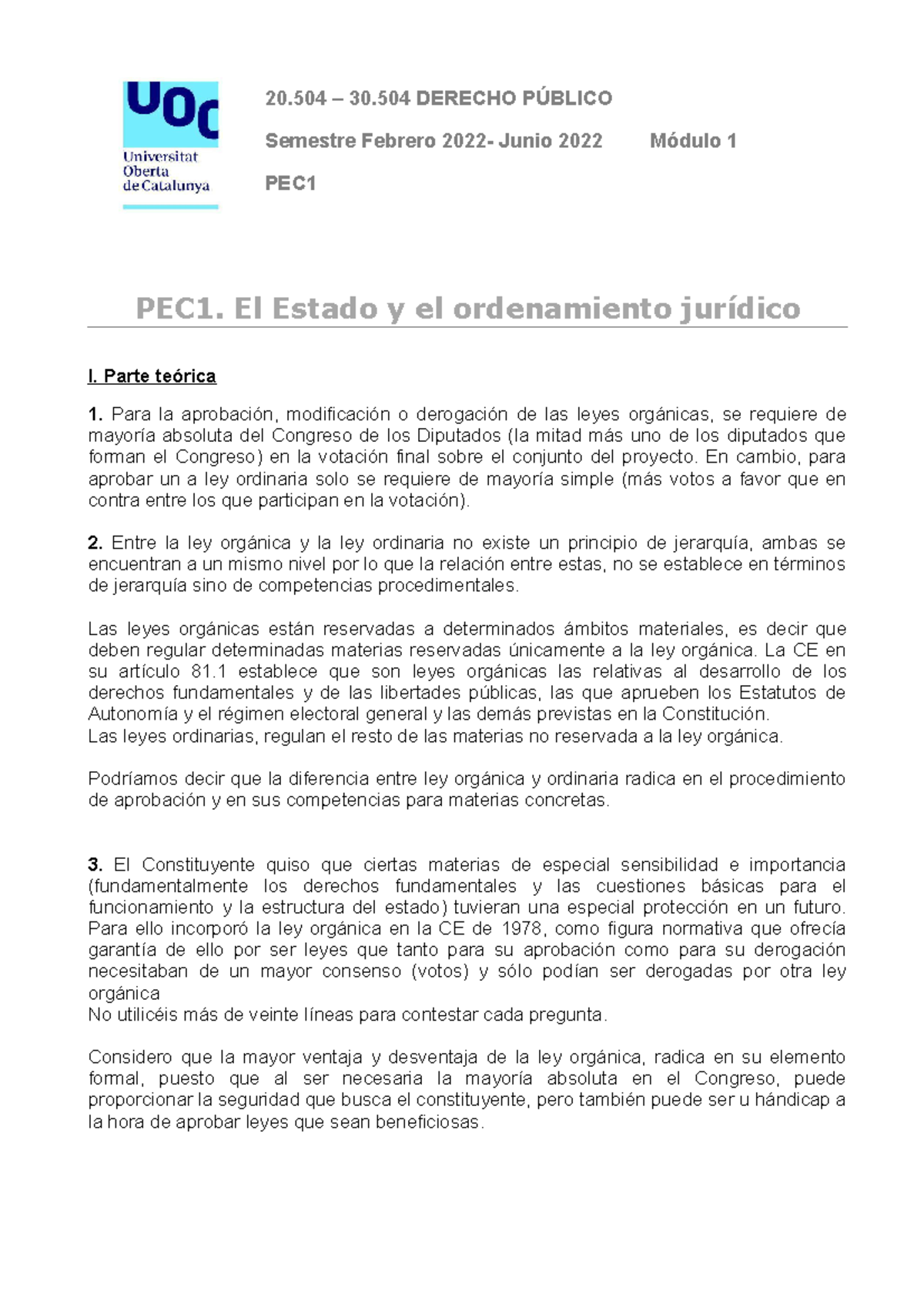 30.504 PEC1 Derecho público - 20 – 30 DERECHO PÚBLICO Semestre Febrero 2022- Junio 2022 Módulo 1 ...