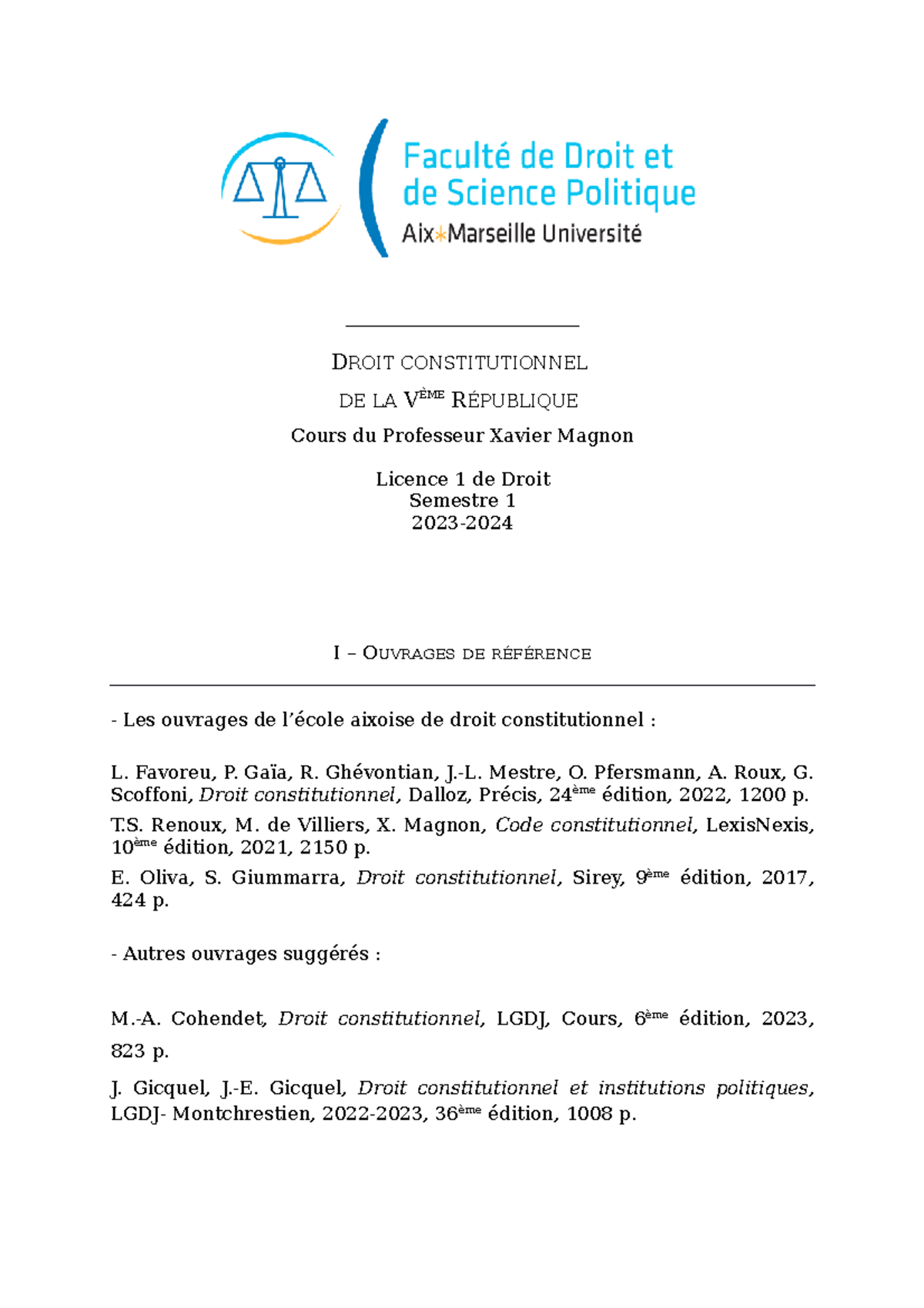 Plan du cours droit constitutionnel - _________________________ DROIT ...
