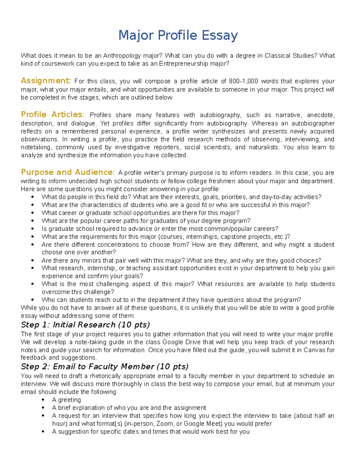 AS Major Profile-Essay 1 - Major Profile Essay What does it mean to be ...