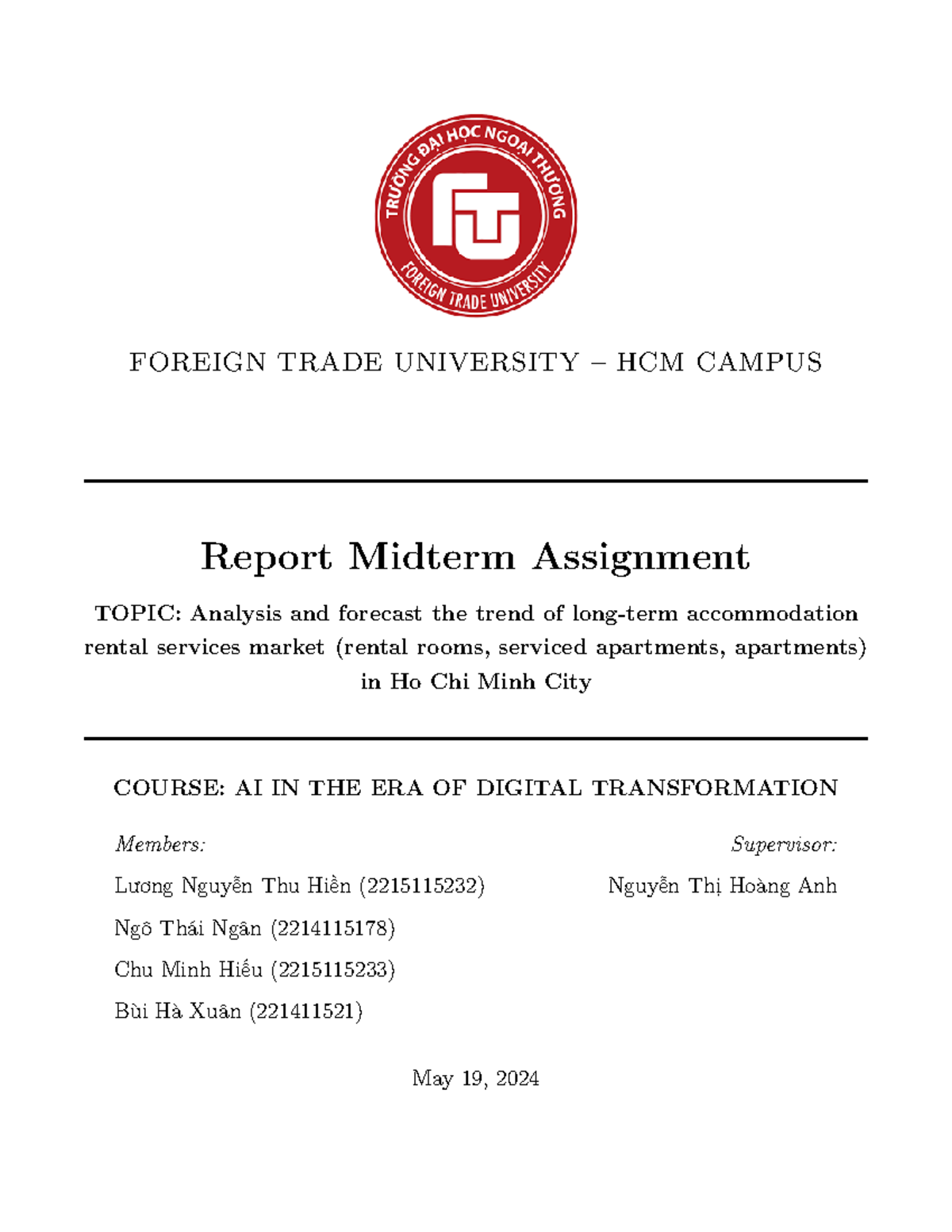 Project report - marketing quốc tế 2020 hay - Report Midterm Assignment ...