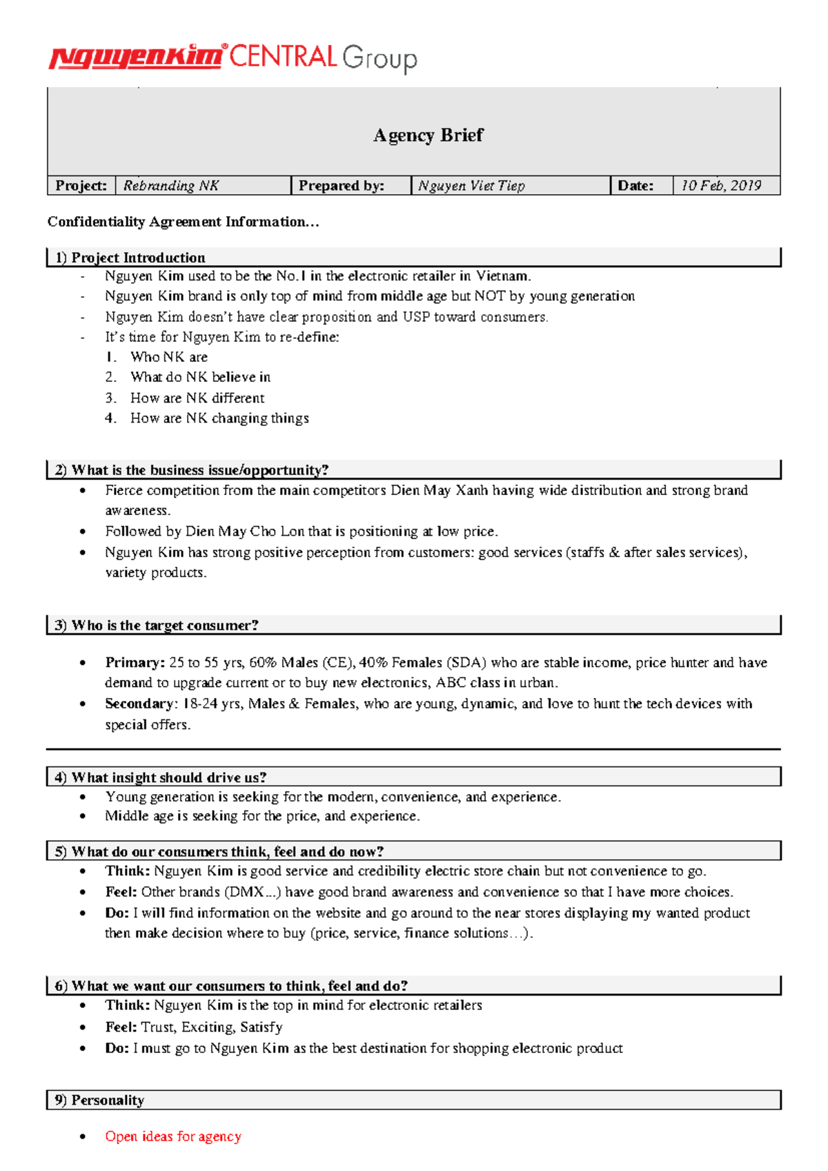 Nguyen-Kim-Rebranding Agency-Brief - Agency Brief Project: Rebranding ...