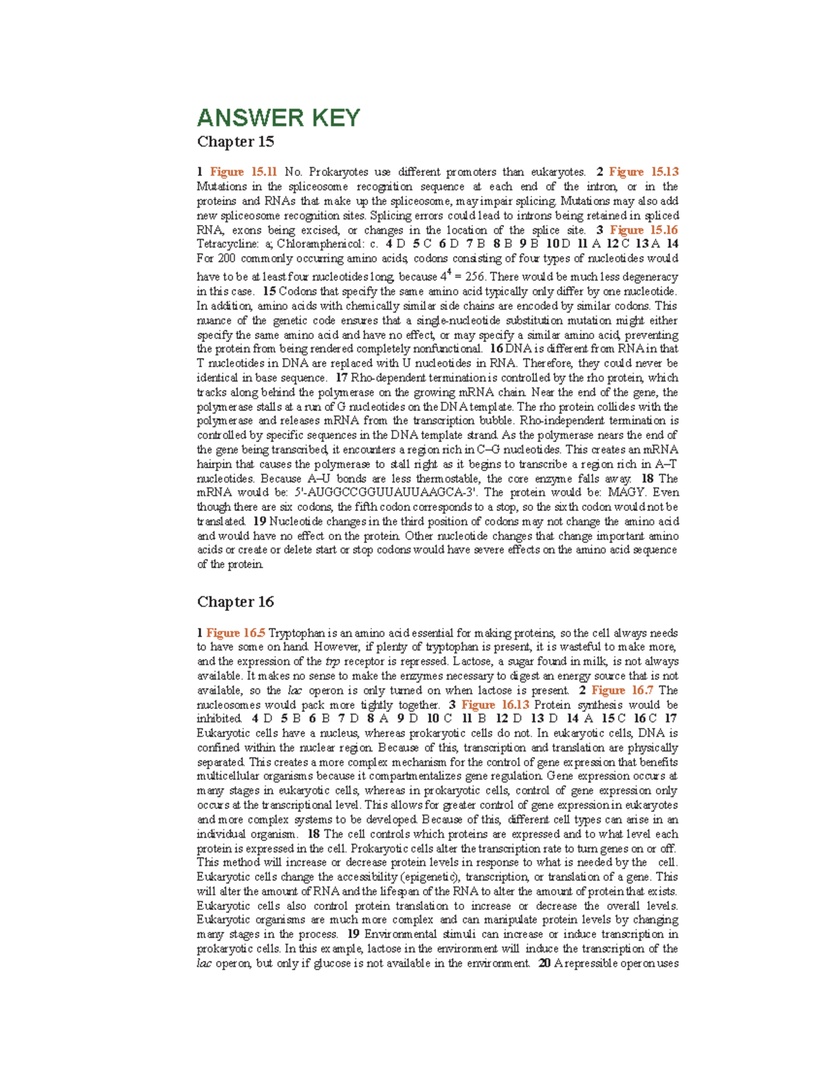 Chapter 15-19 bio reviewer - ANSWER KEY Chapter 15 1 Figure 15 No ...