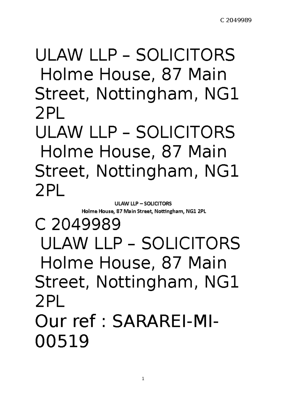 ULAW LLP 1 - Some of the finest notes ever taken - ULAW LLP ...