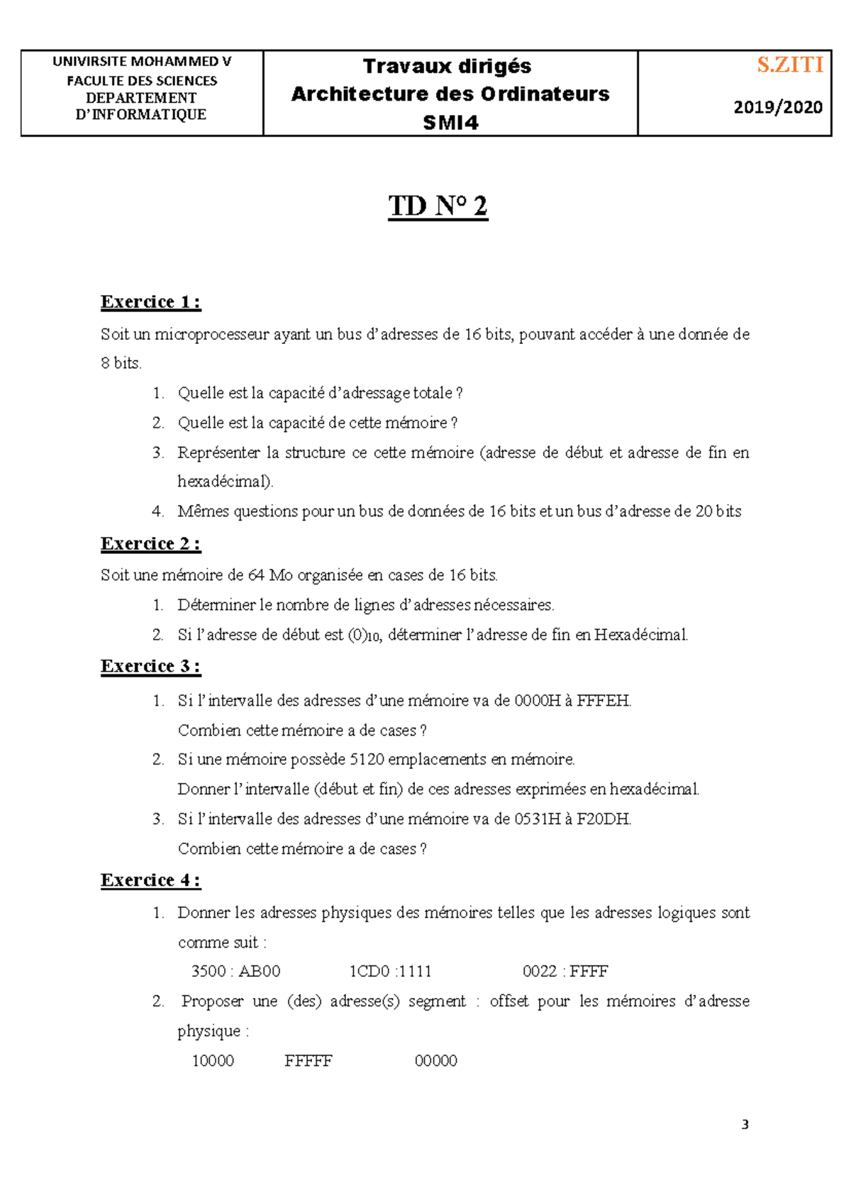 TD2-AO-P80x86 - Cours architecture des ordinateurs Computer architecture td - UNIVIRSITE ...
