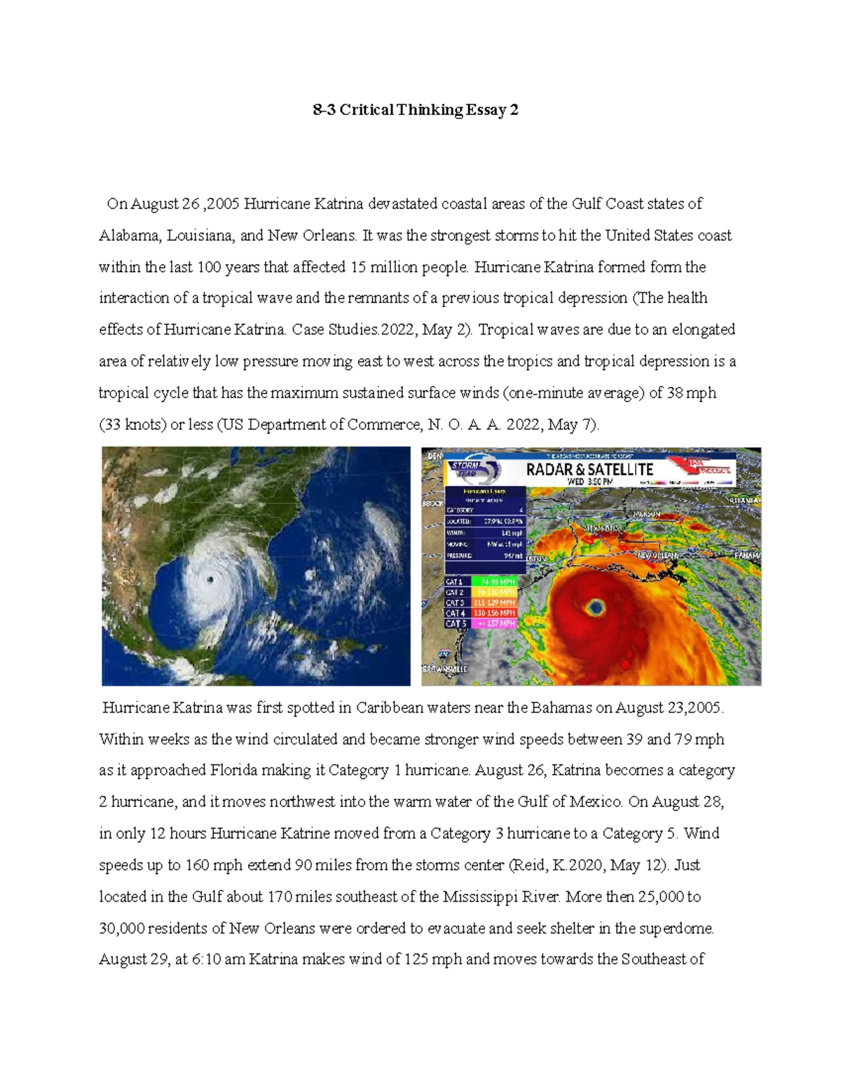 8-3 Critical Thinking Essay 2 - It was the strongest storms to hit the ...