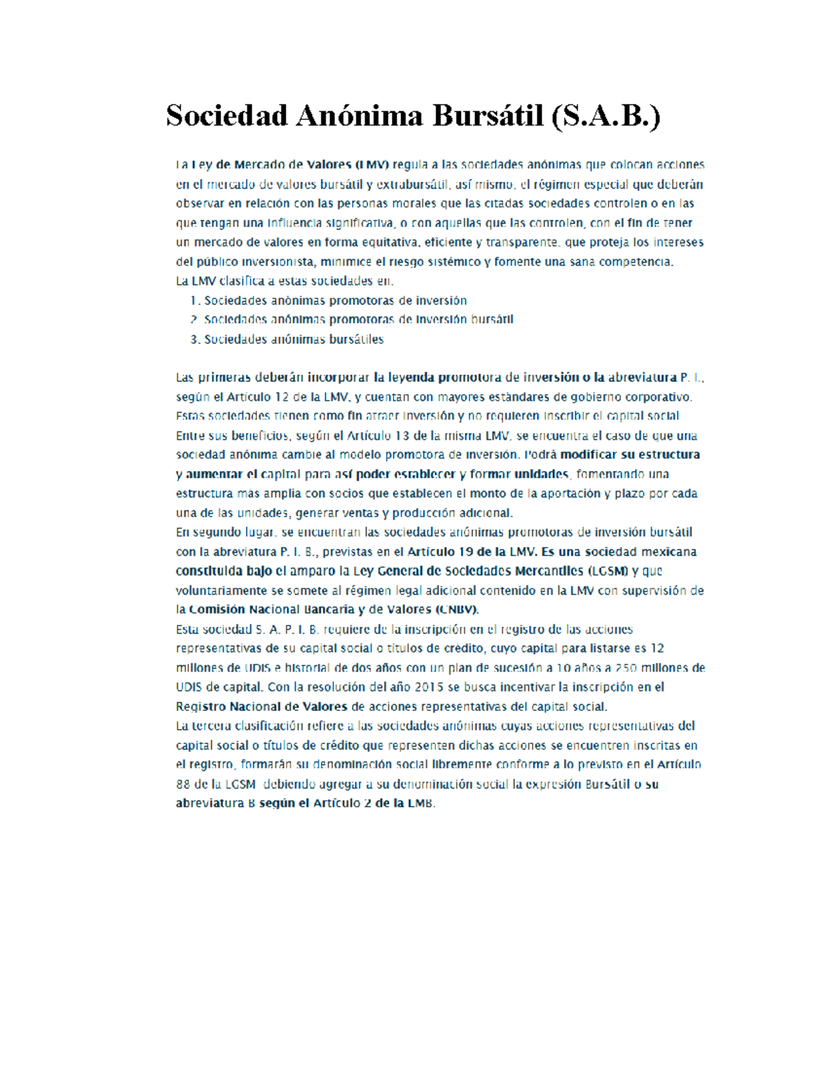 Sociedad Anonima Bursatil Sociedad Anónima Bursátil S A Sociedades