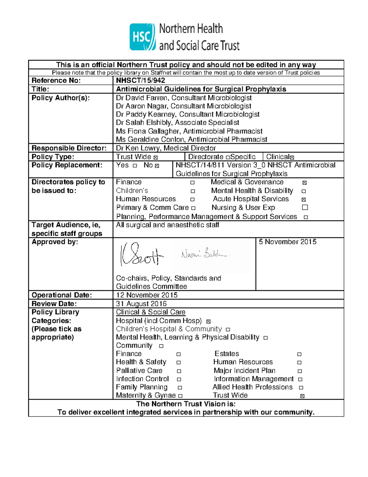 Surgical Prophylaxis Guidelines Nhsct 15942 TW Medical - This is an ...