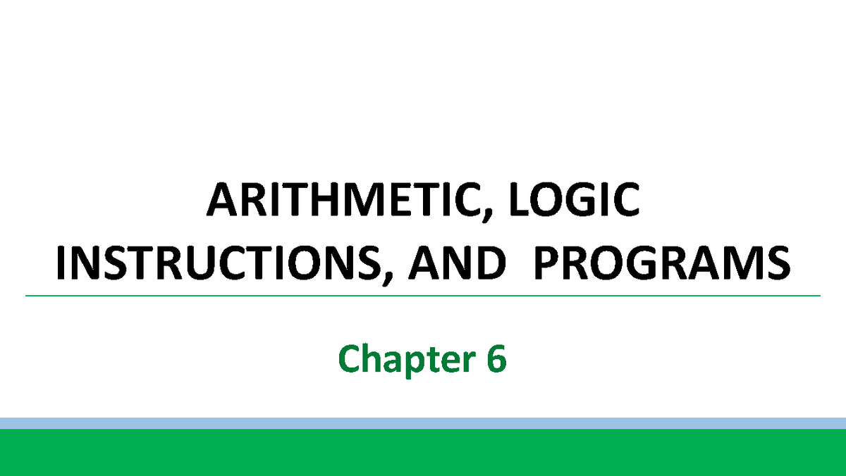 Arithmetic And Logic Instructions And Programs Arithmetic Logic 5382