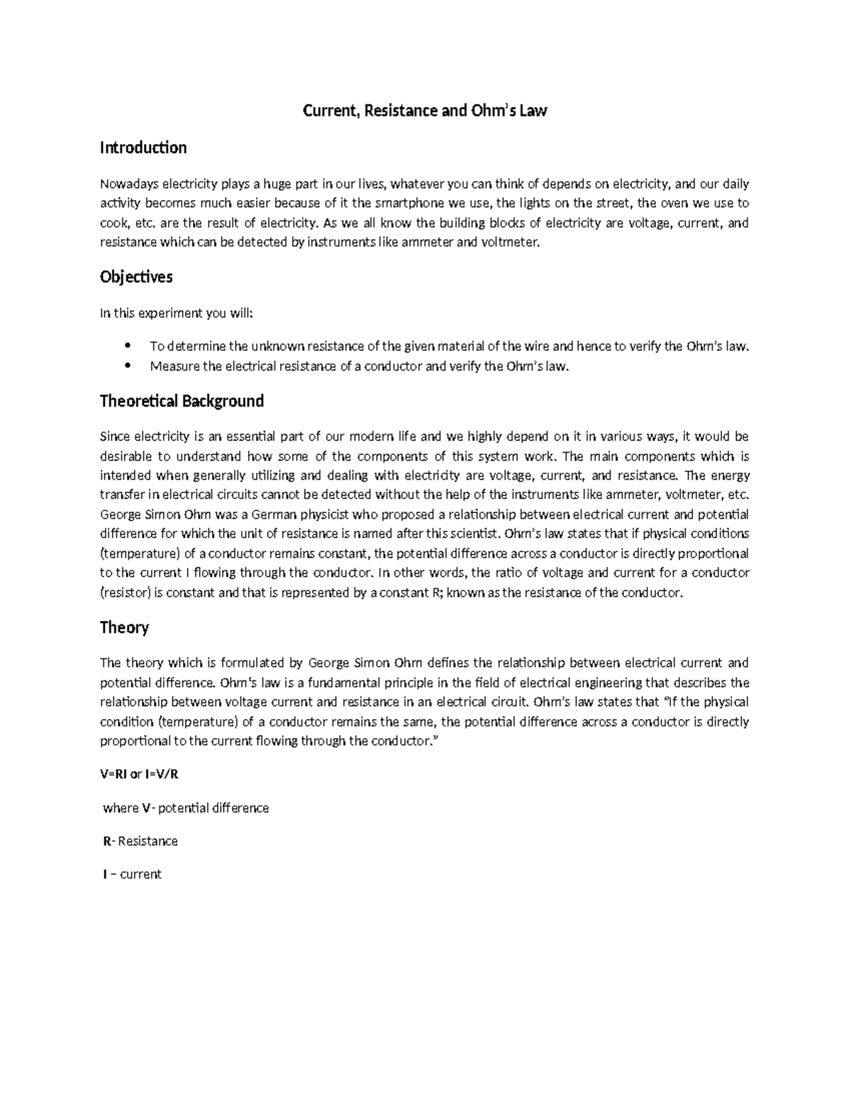 Ababab - Current, Resistance and Ohm’s Law Introduction Nowadays ...