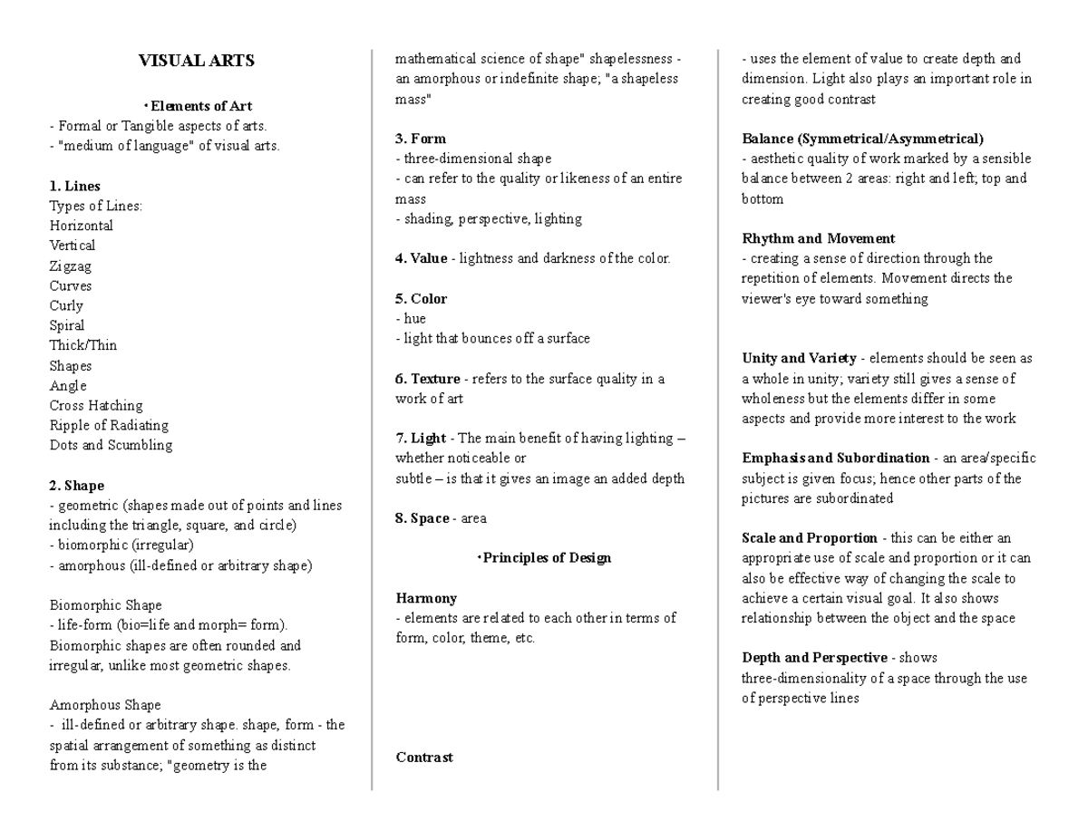 CPAR to guys - CPAR REVIEWER REVIEWER - VISUAL ARTS ・Elements of Art ...