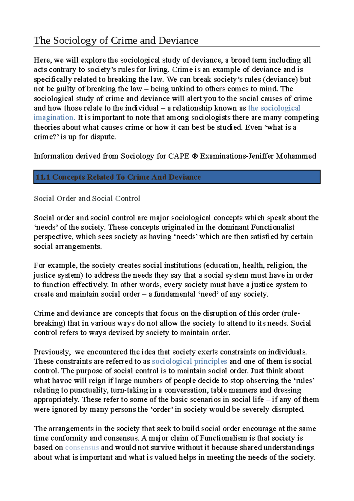 629375527 Concepts Related to Crime and Deviance CAPE Sociology Unit 2 ...