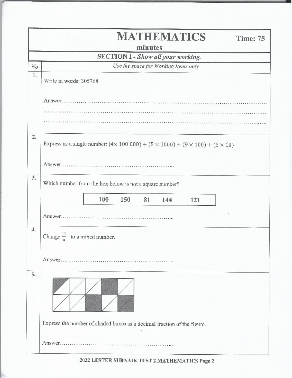 Subnaik 2022 Test 2 - Engineering mathematics - Studocu