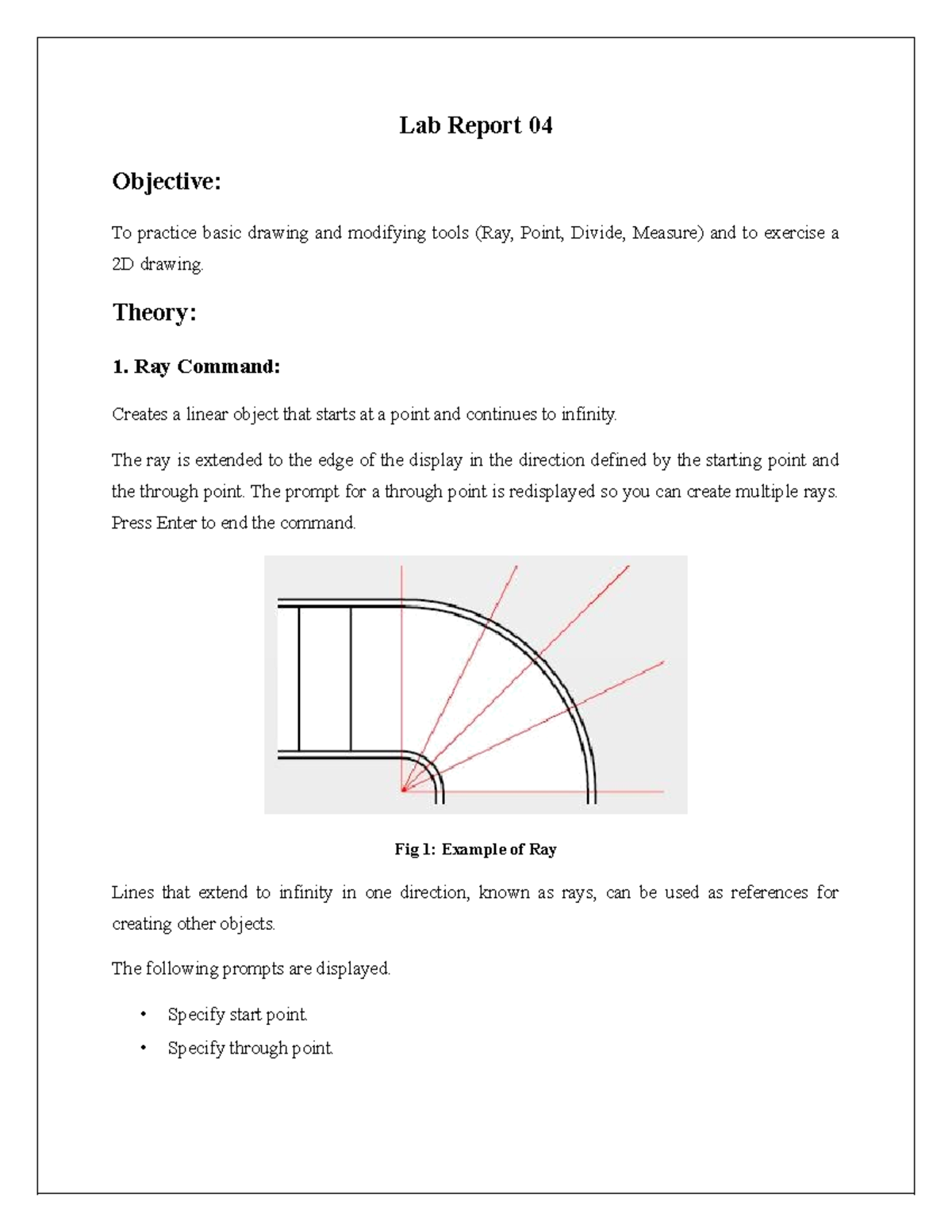 Cad-Lab-04 - Possible - Lab Report 04 Objective: To practice basic ...