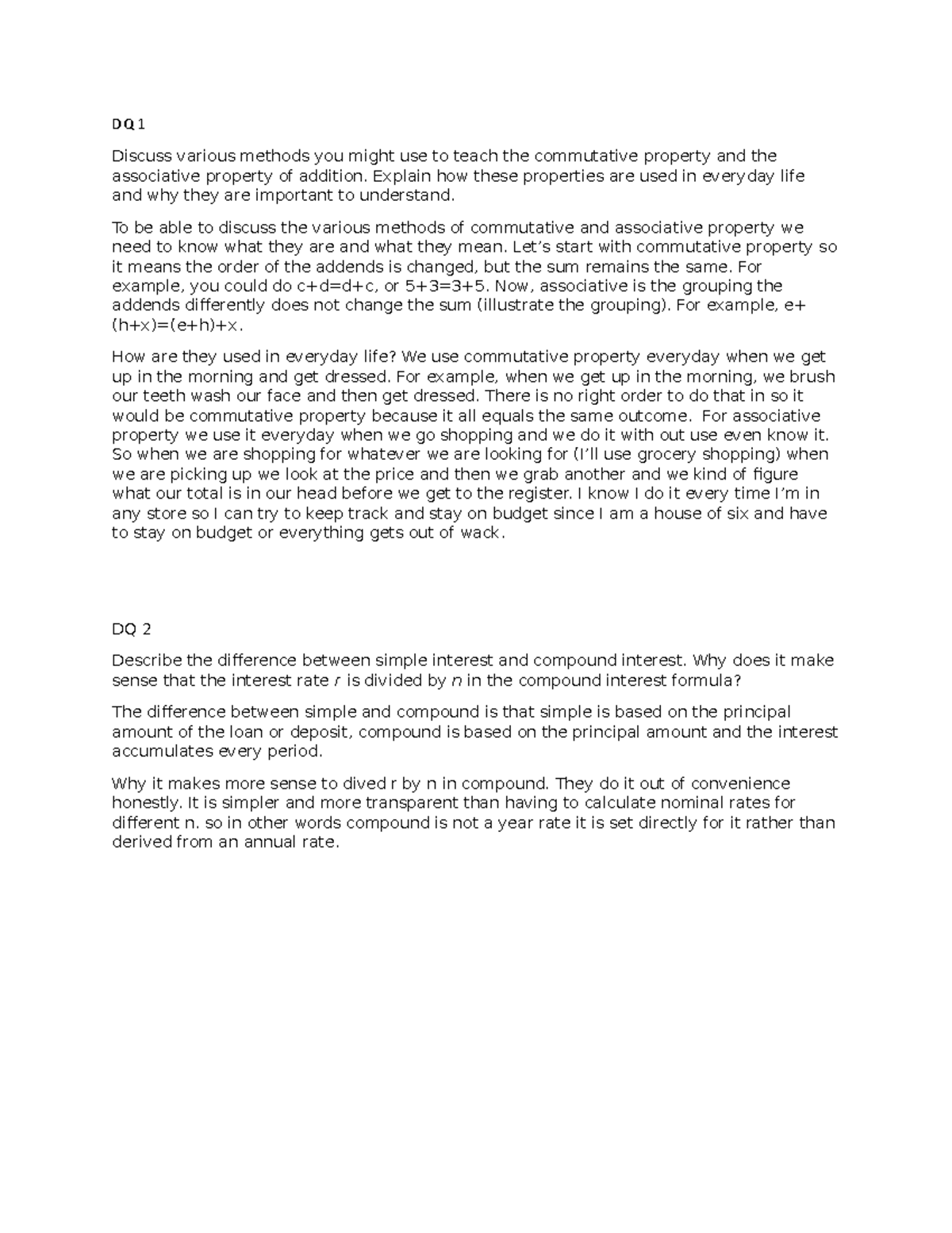 Discussion Question 1-2 - MAT-150 - GCU - Studocu