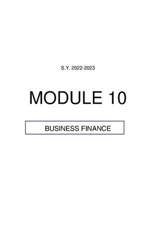 Business finance module 7 - S. 2022- MODULE 7 BUSINESS FINANCE WHAT IS ...