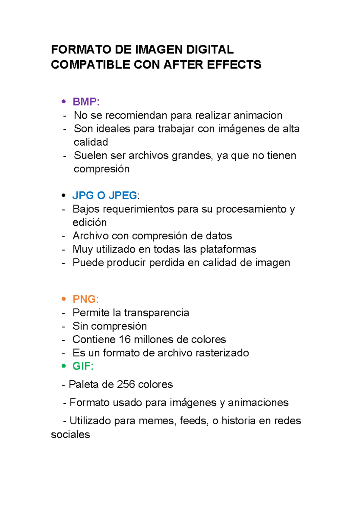 Formato DE Imagen Digital Compatible CON After Effects - FORMATO DE ...
