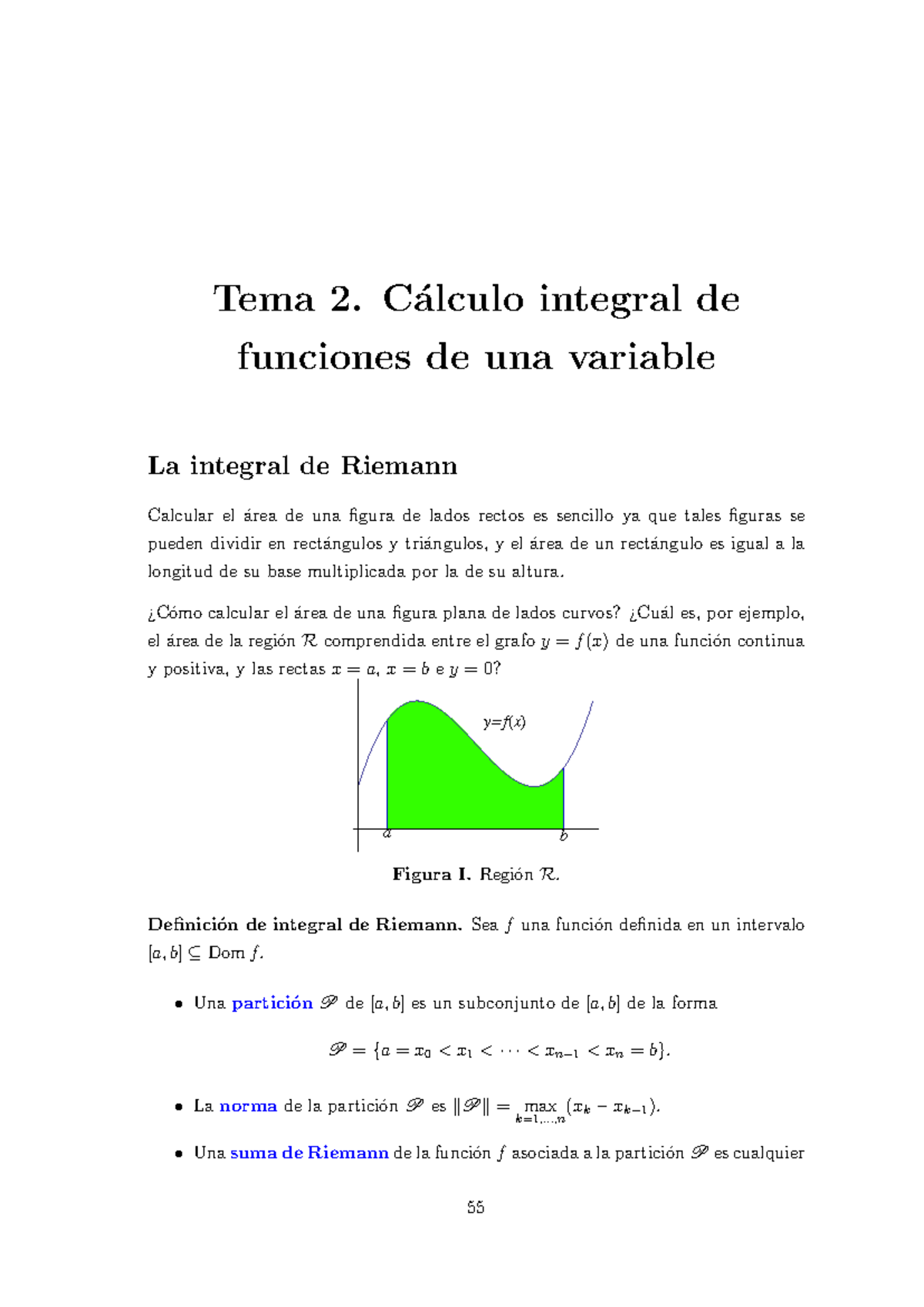 Tema integracion una variable mate 2 - Tema 2. C ́alculo integral de funciones de una variable ...