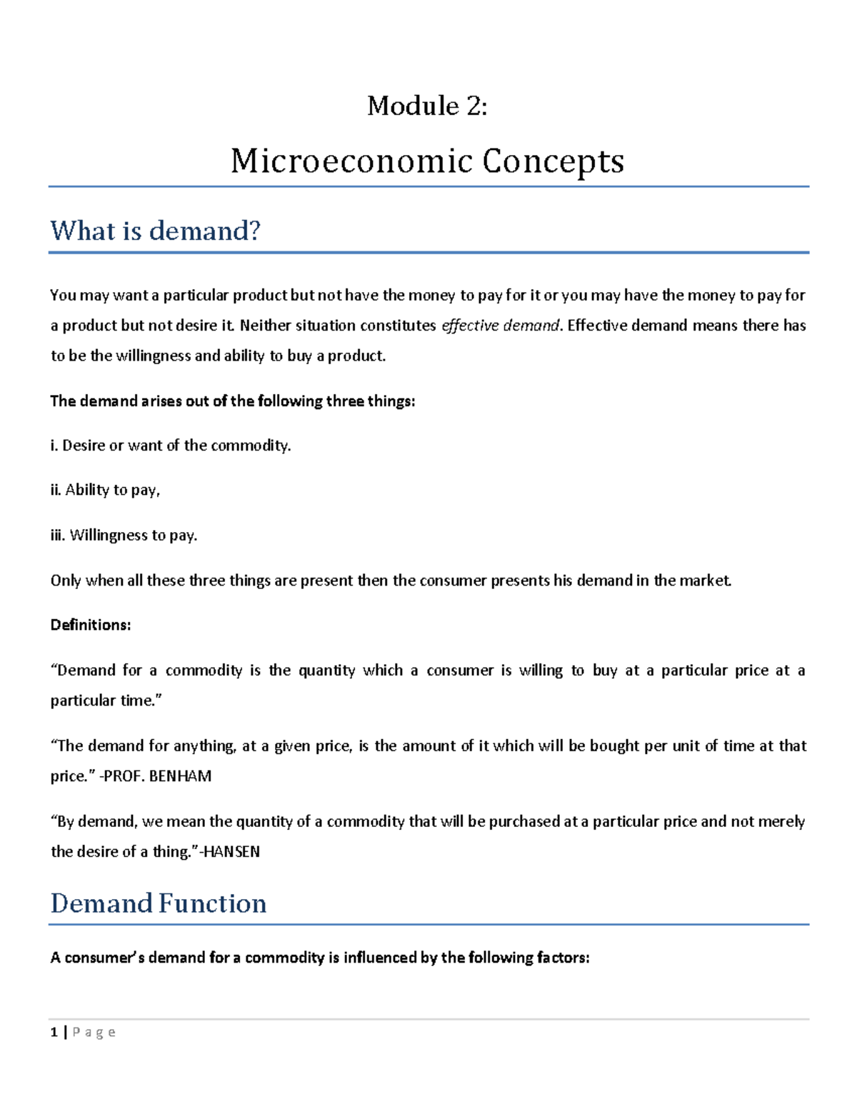 Microeconomic Concepts in Economics - Module 2: Microeconomic Concepts ...