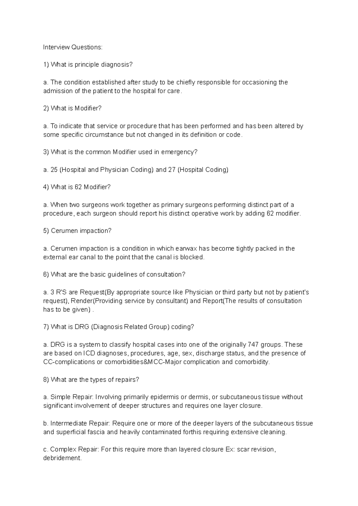 E&M Interview - Interview Questions: What is principle diagnosis? a ...