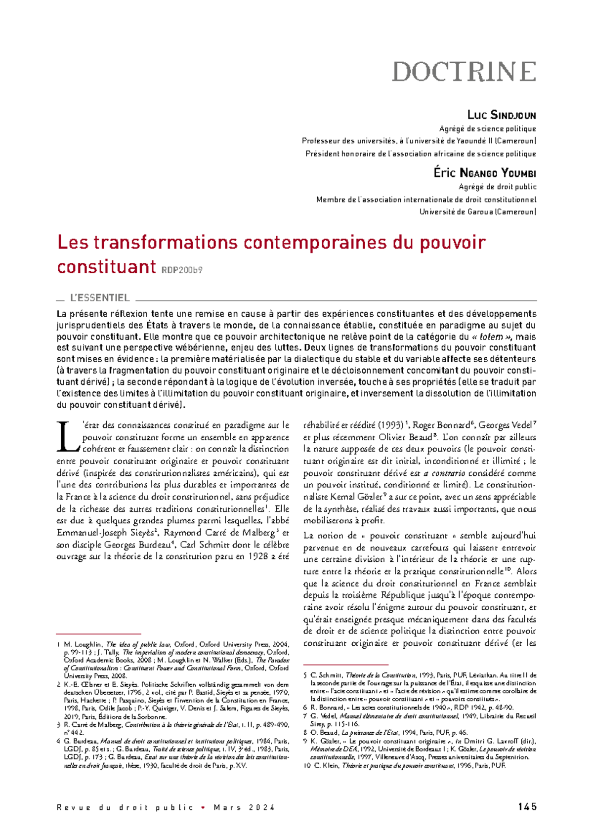 Sindjoun et Ngango Youmbi, Les transformations contemporaines du - Les ...