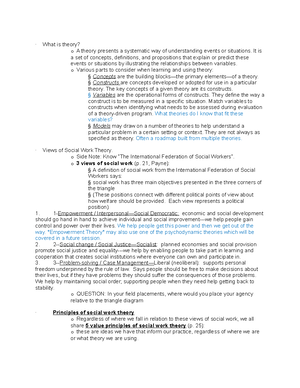 SOWK 777 Notes pt 2 - Social Work Practice - Core Principles of ...