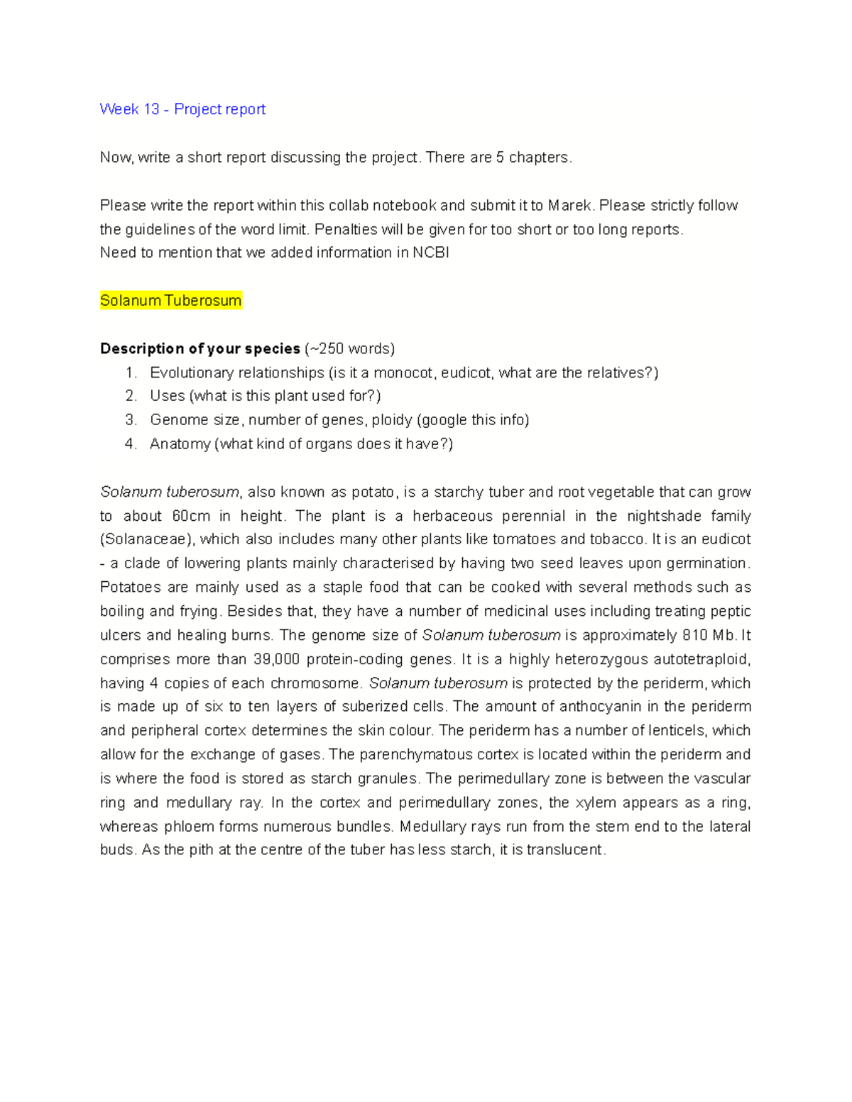 Copy of BS1009 Report N - Week 13 - Project report Now, write a short ...