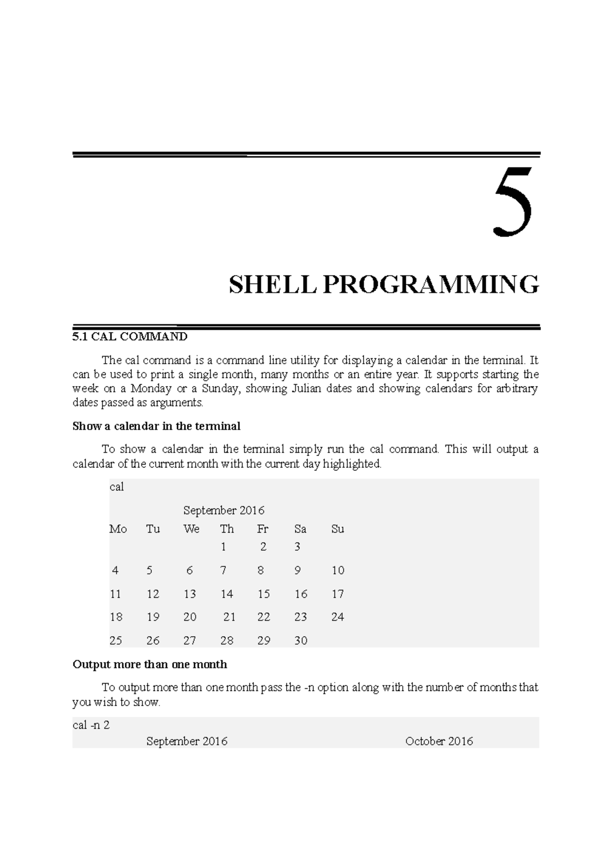 UNIX Chapter 5 PROGRAMMING IN UNIX DR C LALITHA SHELL PROGRAMMING