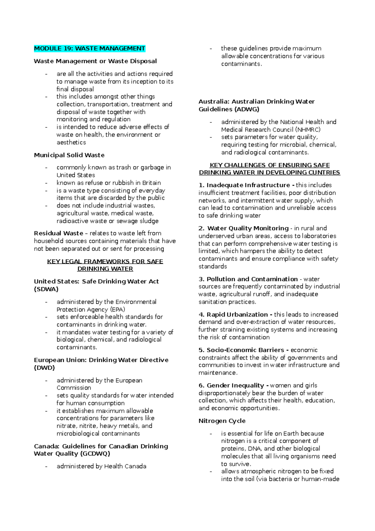P3 CPH TRANSES - MODULE 19: WASTE MANAGEMENT Waste Management or Waste Disposal are all the ...
