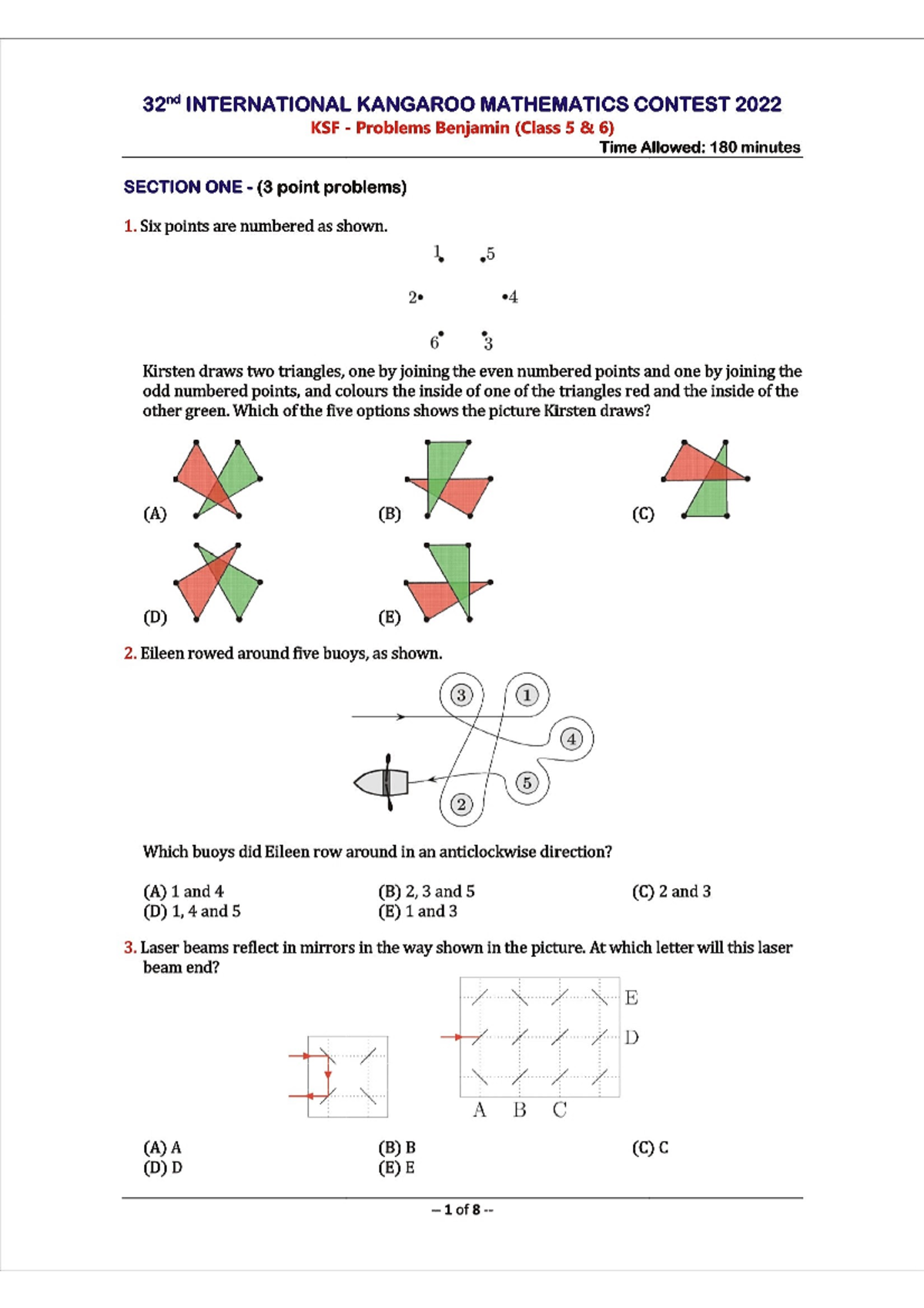 7-Benjamin - math - 32nd INTERNATIONAL KANGAROO MATHEMATICS CONTEST ...