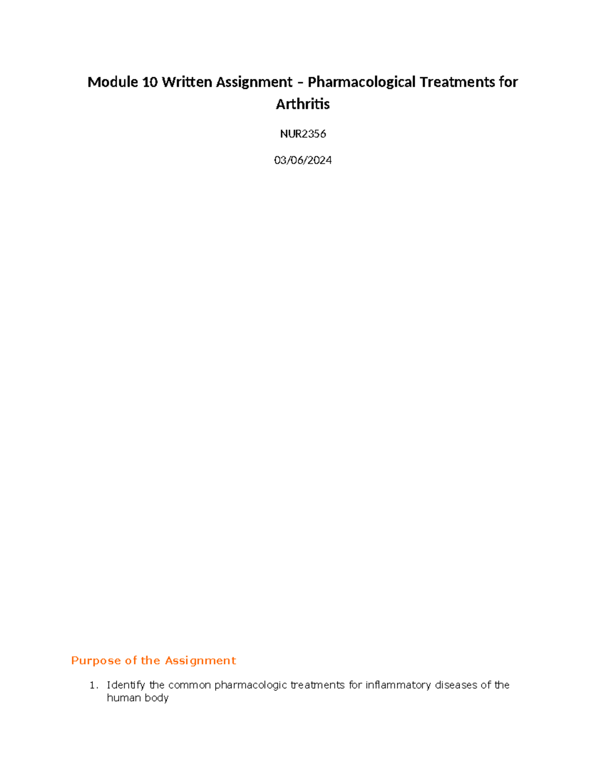 NUR 2356 Module 10 Assignment - Module 10 Written Assignment ...