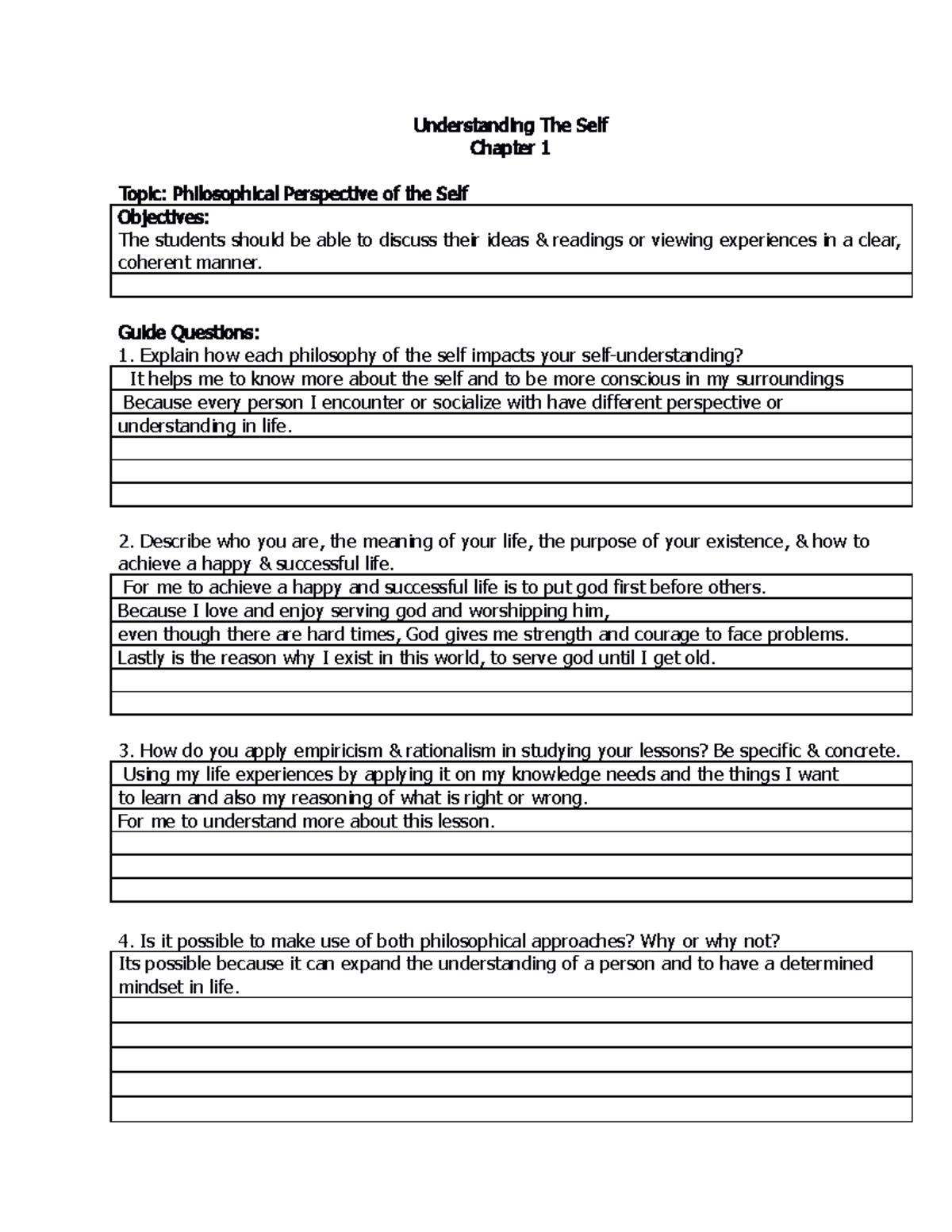 Ric 2 - Lecture nktes - Understanding The Self Chapter 1 Topic ...