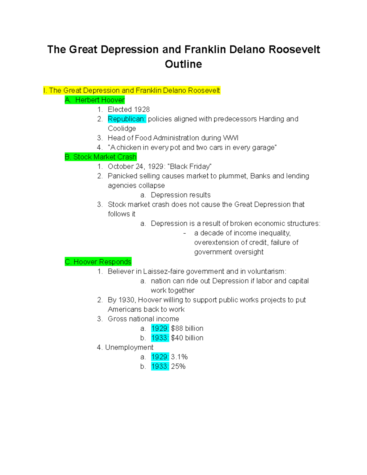 United States History since 1877-The Great Depression and Franklin ...