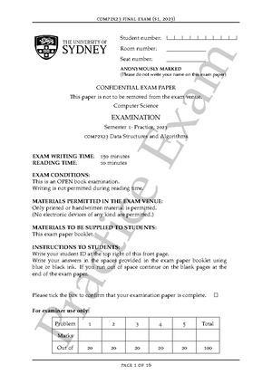 Practice final exam (solutions) - Practice Exam – ...... Student number ...